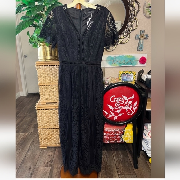 Merokeety | Dresses | Meroketty Black Short Sleeve Lace Maxi Dress ...